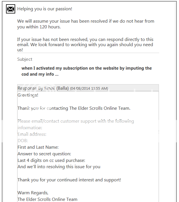 ESO English Support Email (resolved) — Elder Scrolls Online